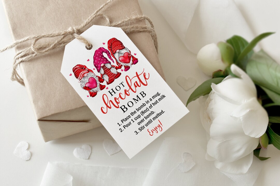 Gnomes Hot Cocoa Bomb Tags Printable, Hot Chocolate Bomb Instructions ...