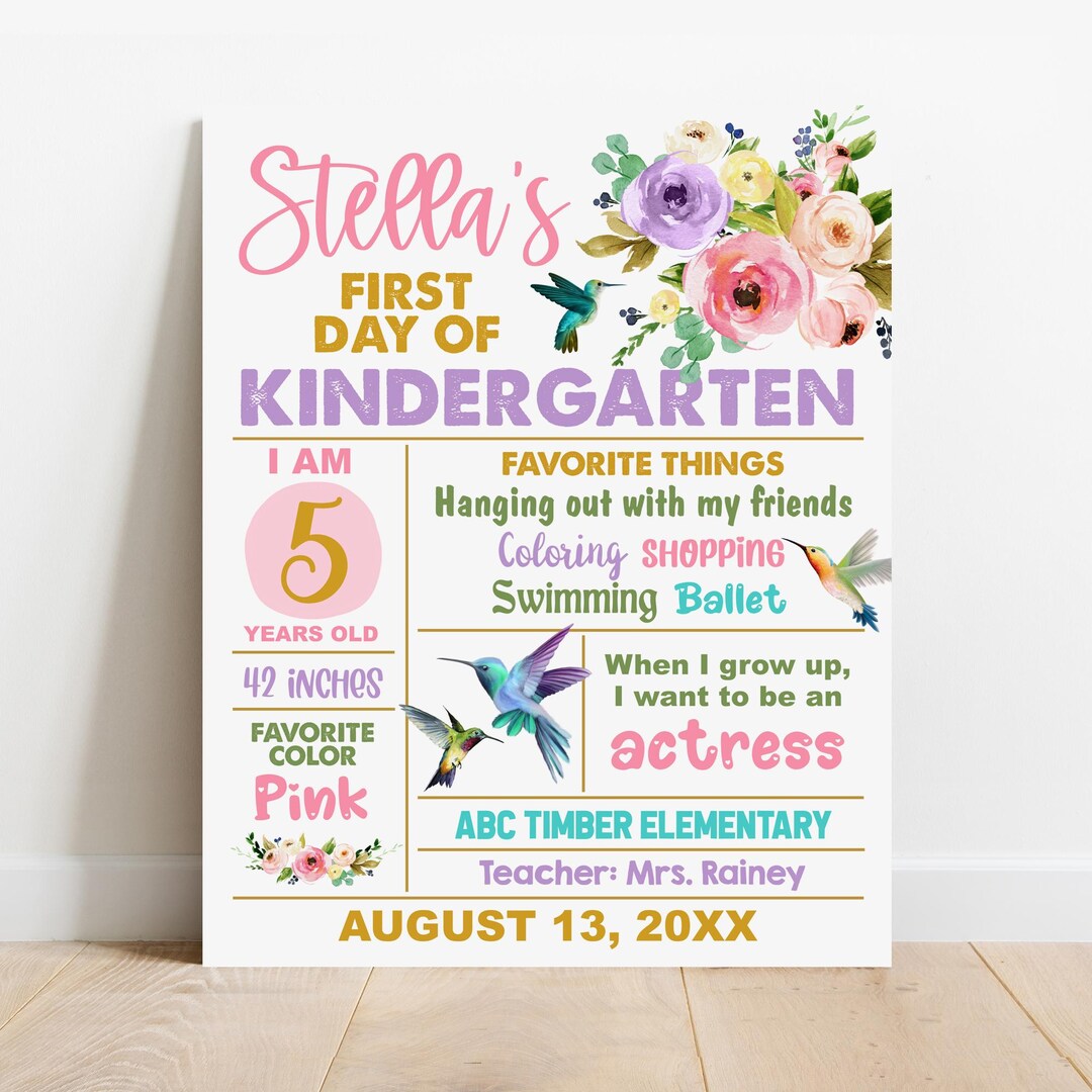 EDITABLE Hummingbirds First or Last Day of School Sign Any Grade ...