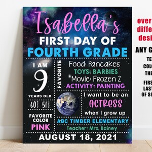 Outer space First day of school sign printable back to school | Etsy