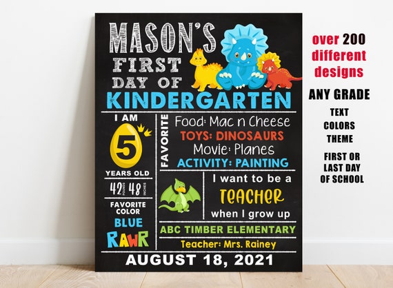 Dinosaur First Day of School Sign Printable Boy Back to | Etsy