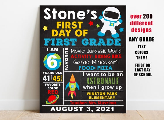 Astronaut First Day of School Sign Printable Boy Back to - Etsy