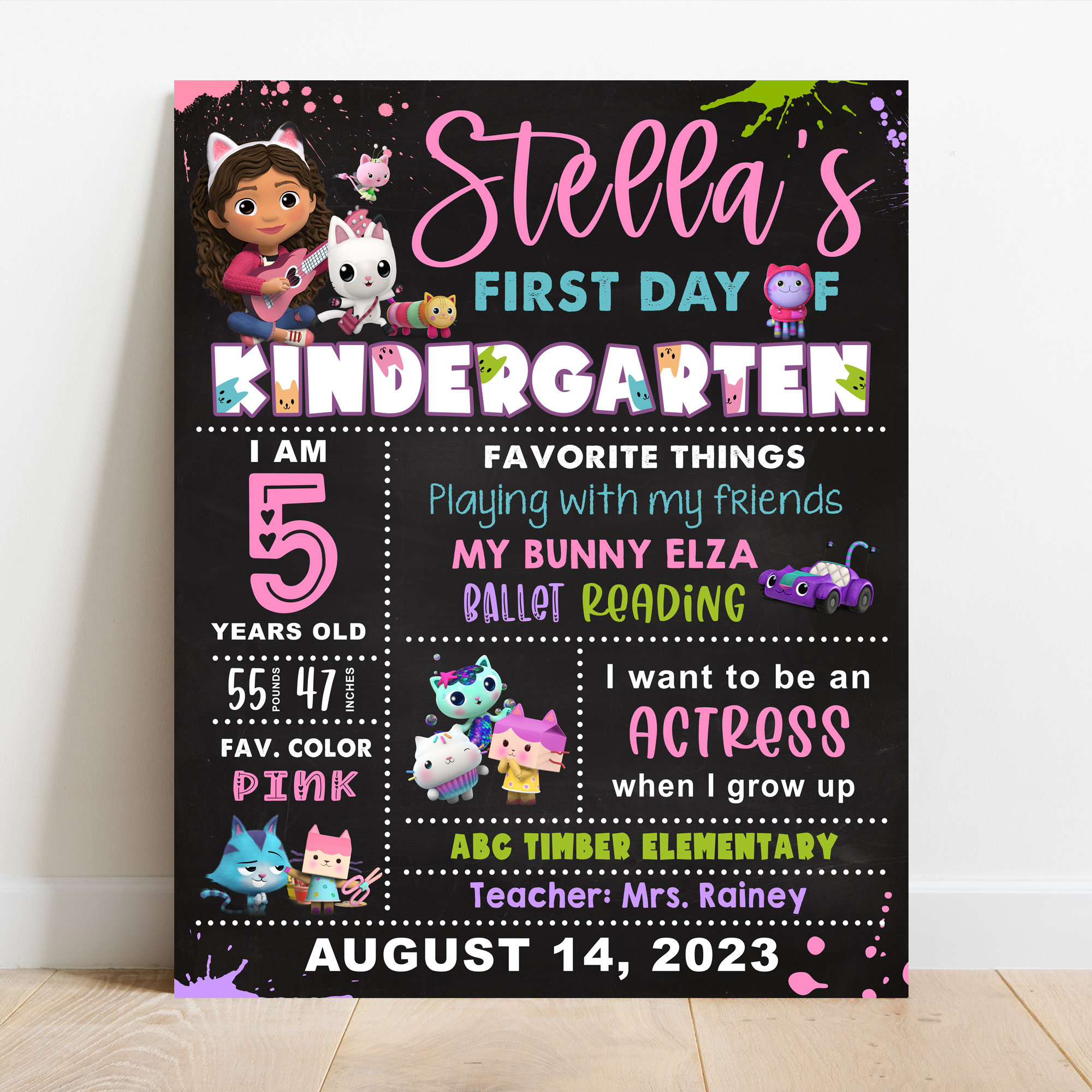 Girls First or Last Day of School Sign Printable, Back to School ...