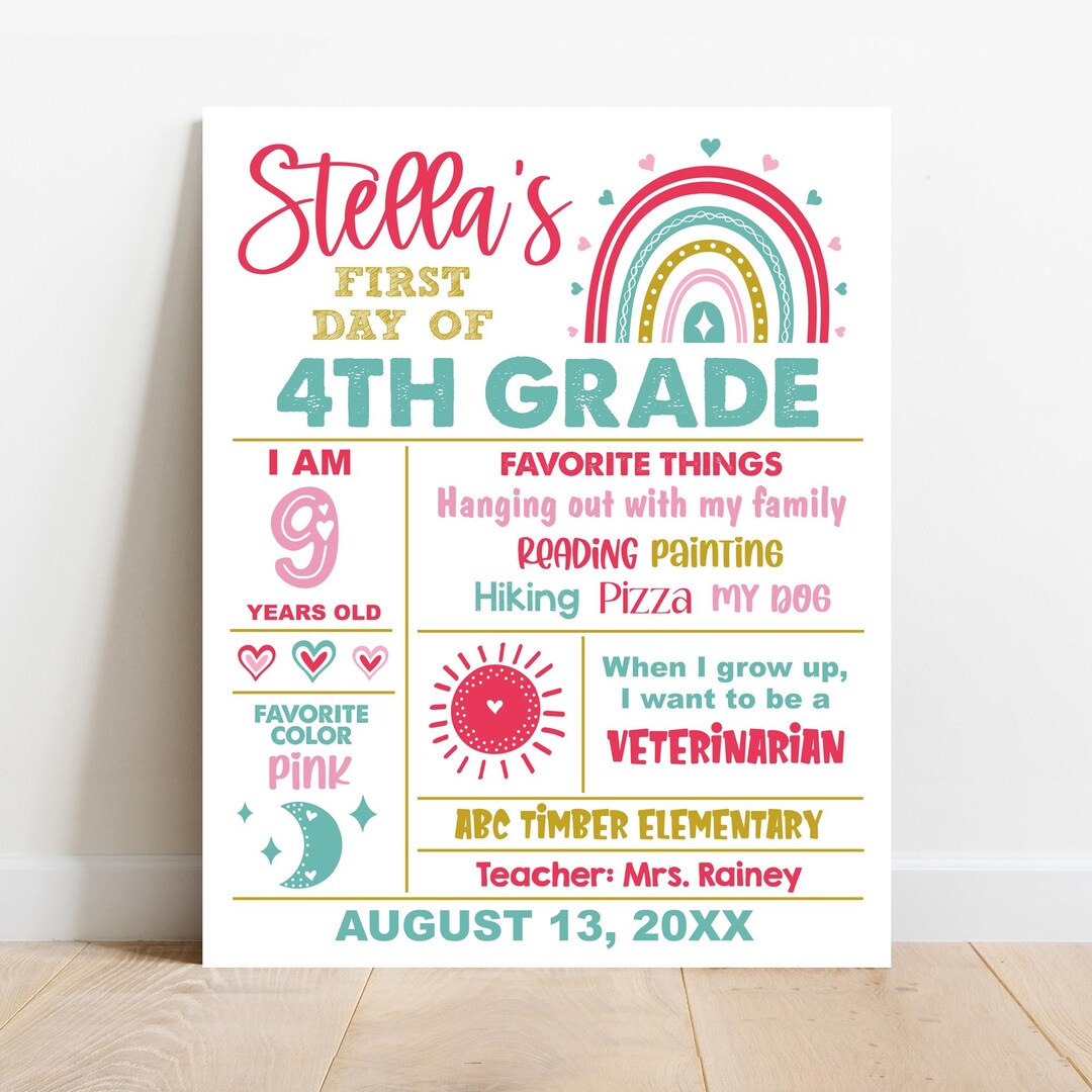 EDITABLE Rainbow First or Last Day of School Sign Back to School Photo ...