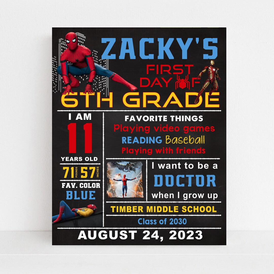 Superhero First or Last Day of School Sign Printable, Preschool ...