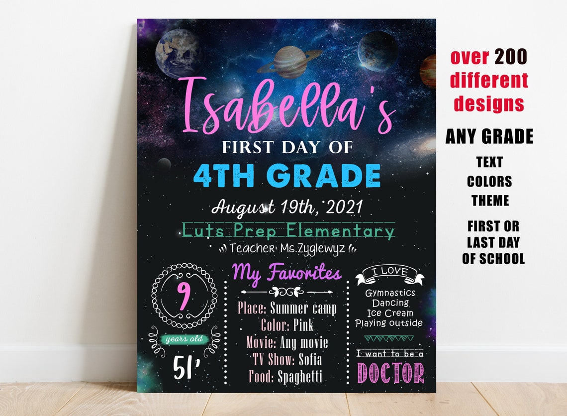 Outer Space First Day of School Sign Printable Back to School - Etsy