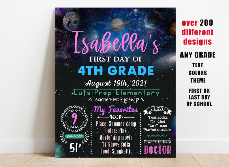 Outer Space First Day of School Sign Printable Back to School - Etsy