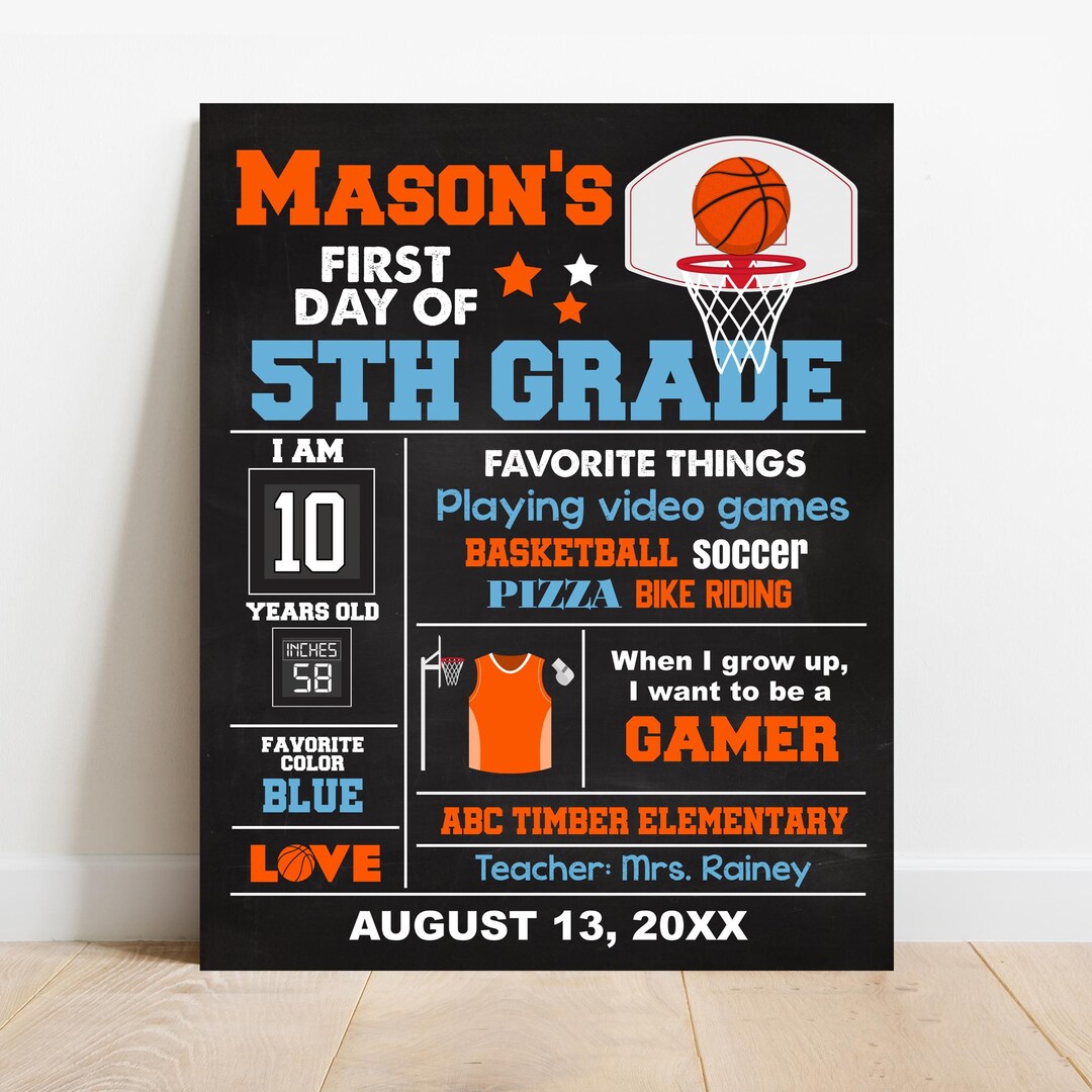 EDITABLE Basketball First or Last Day of School Sign, Sport Back to ...