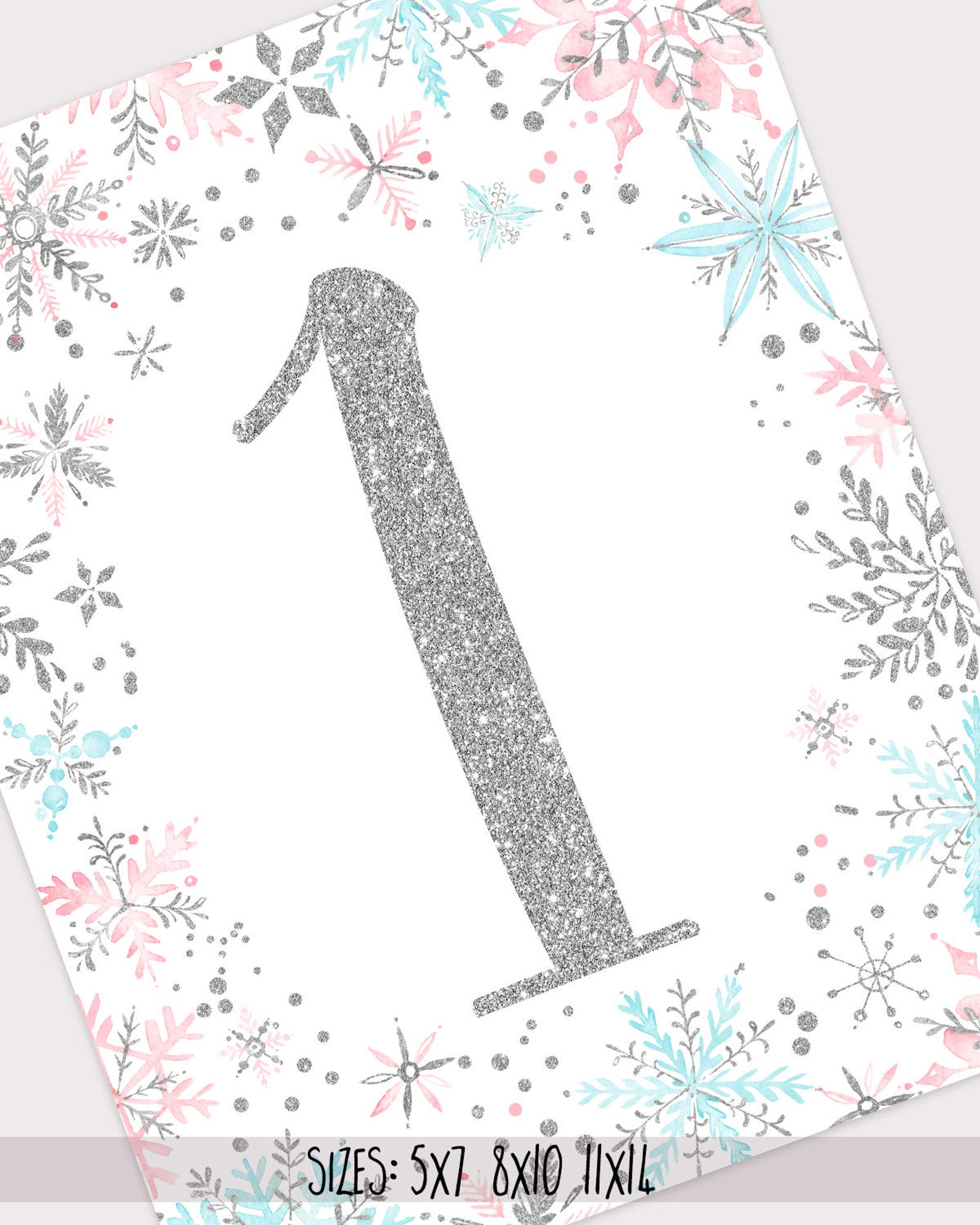 Number ONE Printable Sign Winter Onederland First Birthday - Etsy