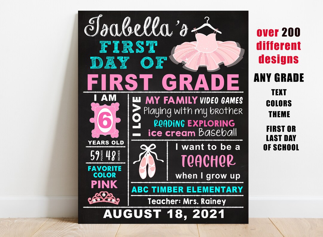 Ballerina First Day of School Sign, Girl Back to School Chalkboard ...