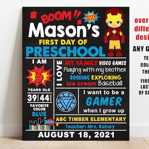Superhero First Day of School Sign Printable Back to School - Etsy