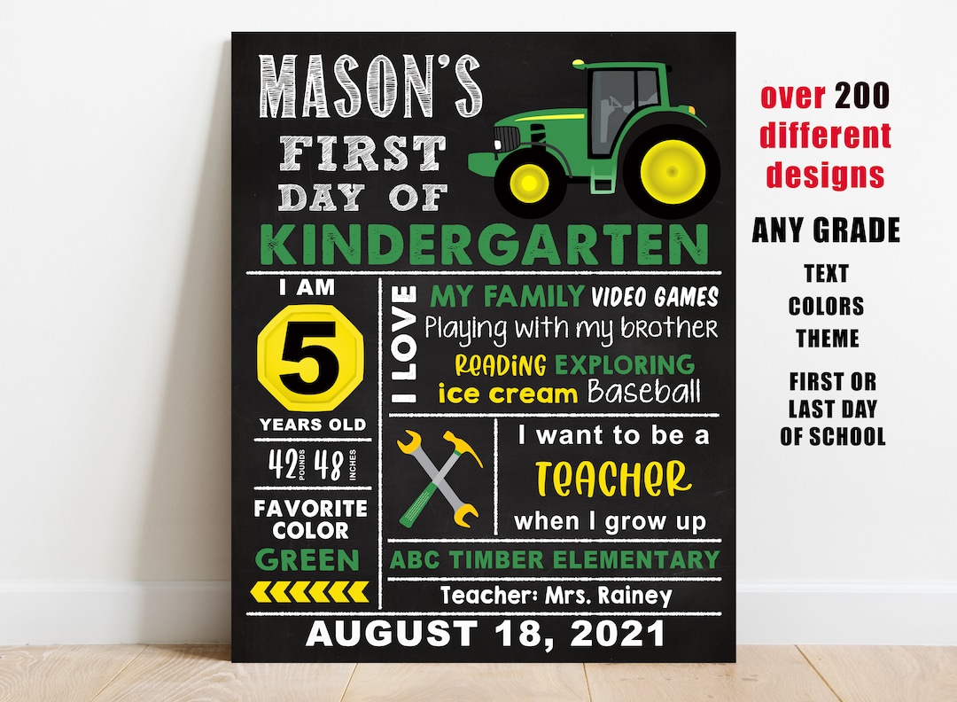 Tractor First Day of School Sign Printable, Boy Back to School ...