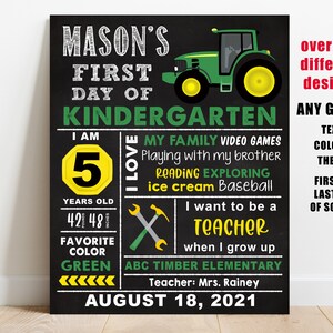 Tractor First Day of School Sign Printable, Boy Back to School ...