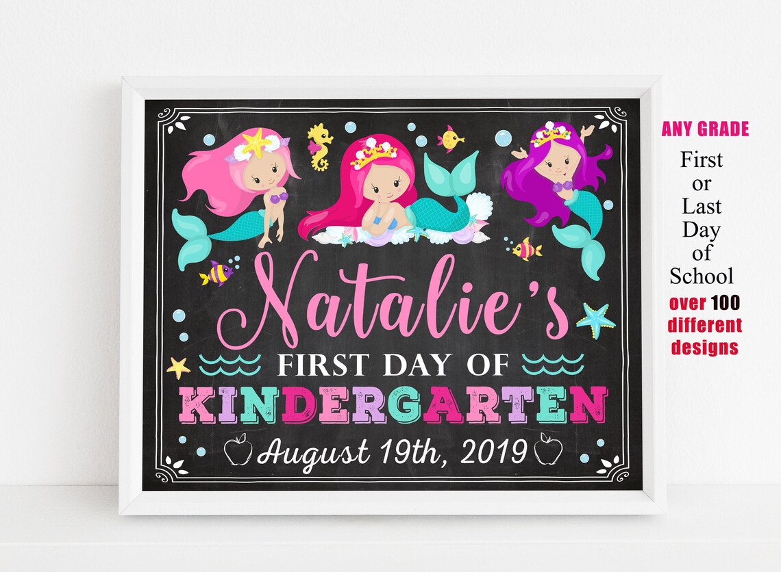 Mermaid First Day of School Sign Printable Girl Back to - Etsy
