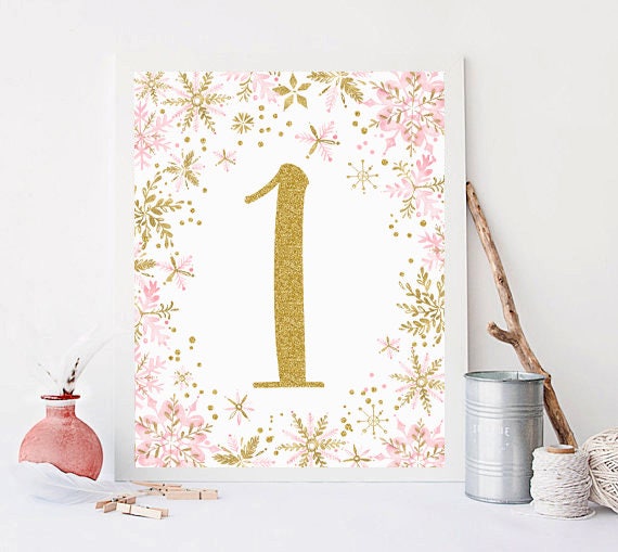 Number One Sign Printable Winter Onederland First Birthday | Etsy