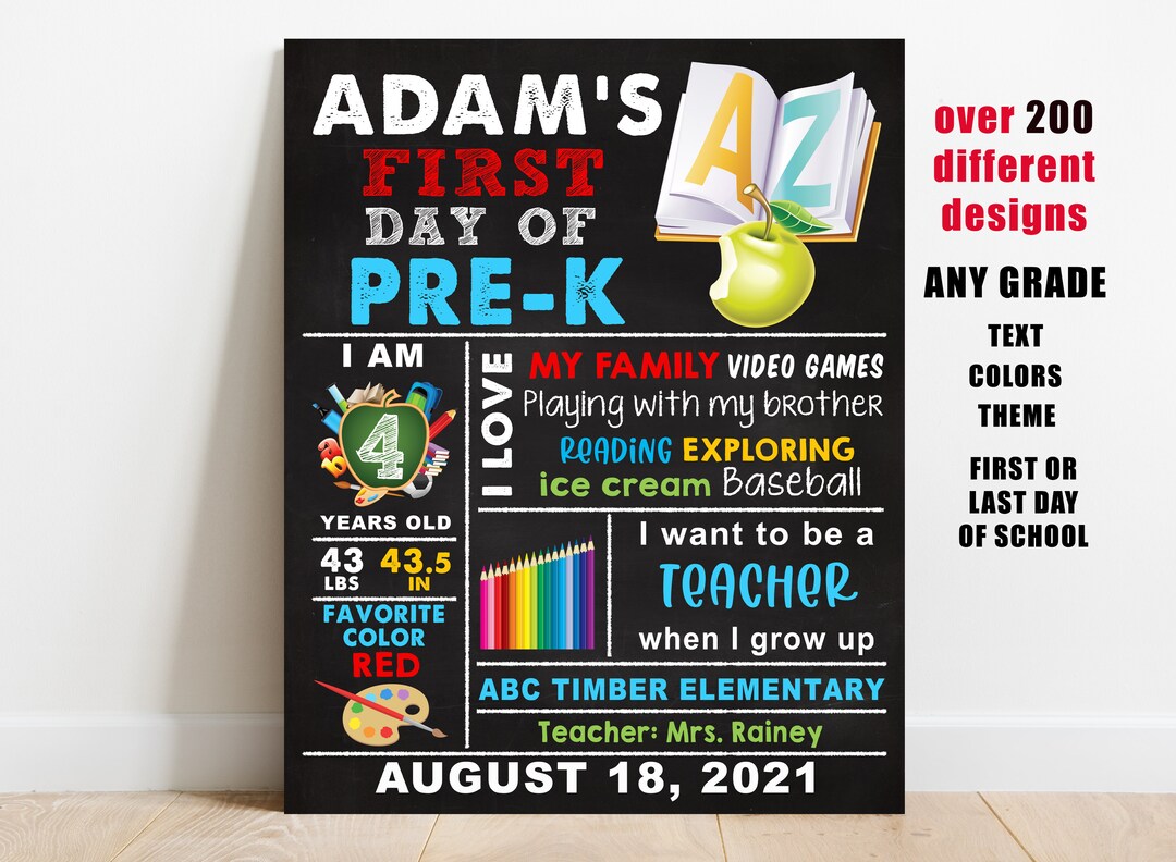 First Day of School Sign Printable, Boy Back to School Chalkboard ...