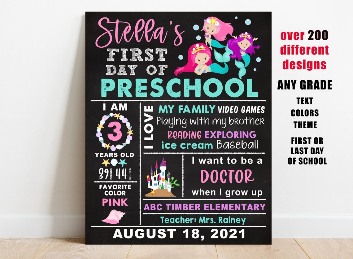Mermaid First Day of School Printable Sign Girl Back to - Etsy