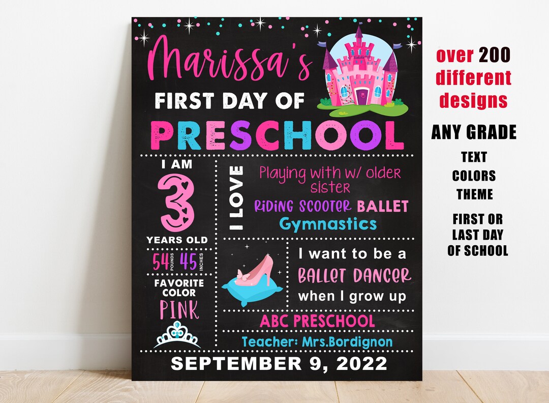Princess First Day of School Sign Printable, Girl Back to School ...