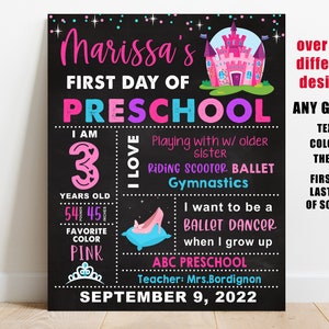 Princess First Day of School Sign Printable, Girl Back to School ...