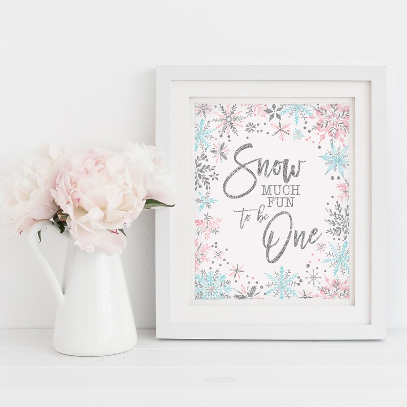 Snow Much Fun to Be One Printable Sign Winter Onederland | Etsy