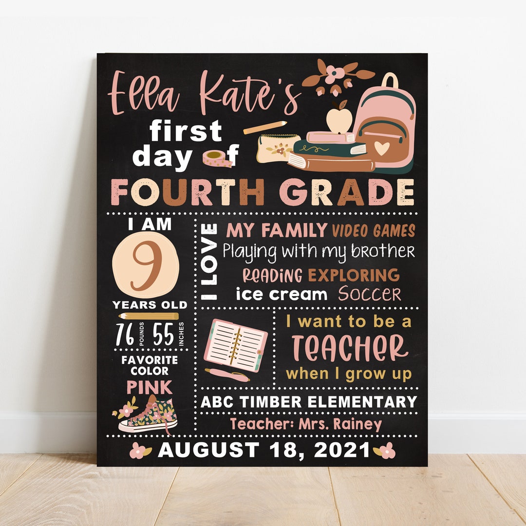 First or Last Day of School Sign Printable, Retro Boho Back to School ...