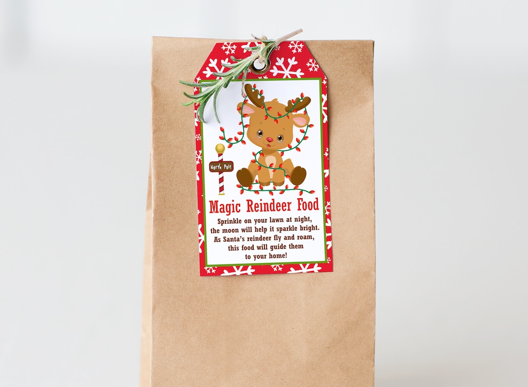 Magic Reindeer Food Tags Printable, Christmas Hang Tags, Birthday Party ...