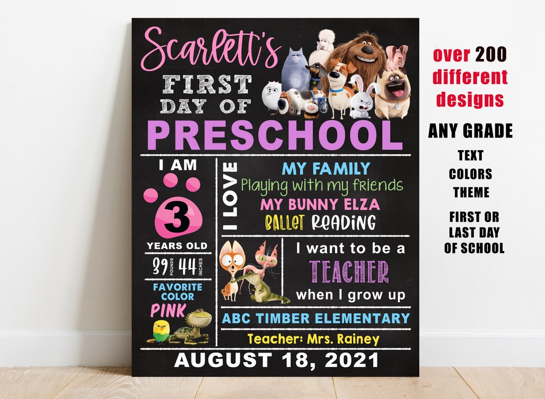 First or Last Day of School Sign Printable, Kids Girl Back to School ...