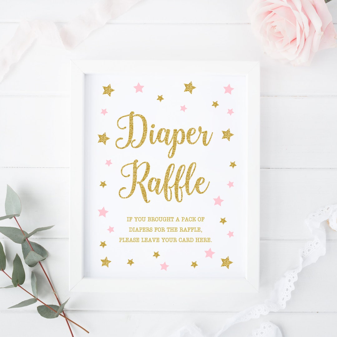 Diaper Raffle Sign Printable, Twinkle Twinkle Little Star, Pink and ...