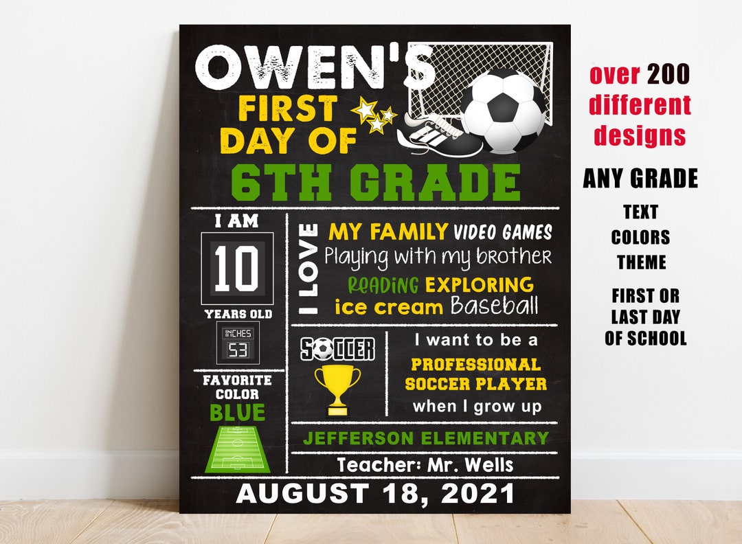 Soccer First Day of School Sign Printable, Boy Back to School ...