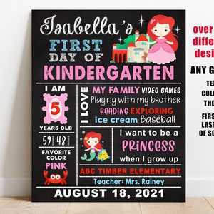 Princess First Day of School Sign, Girl Back to School Chalkboard ...