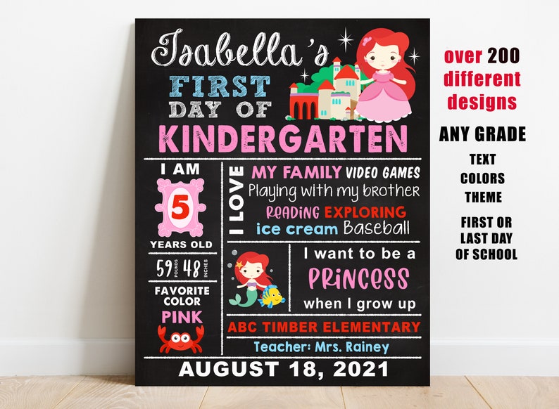 Princess First Day of School Sign Girl Back to School - Etsy