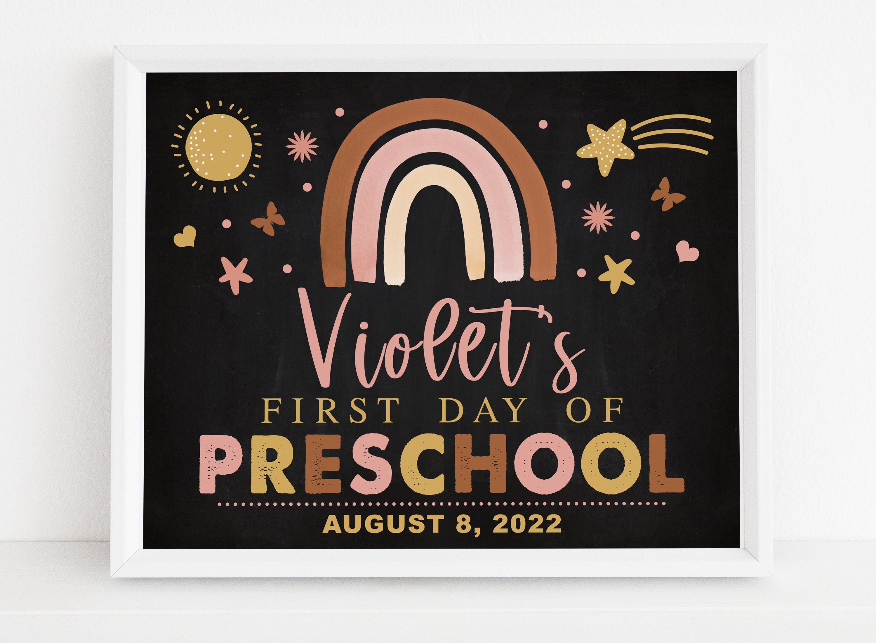 Boho Rainbow First Day of School Sign Printable, Back to School ...
