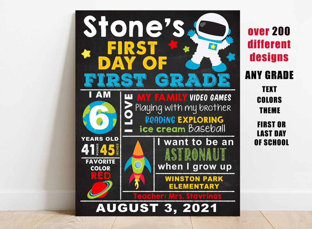 Astronaut First Day of School Sign Printable, Boy Back to School ...