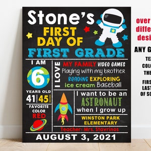 Astronaut First Day of School Sign Printable, Boy Back to School ...