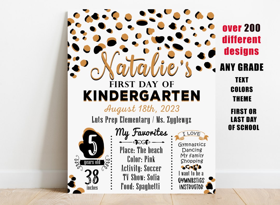 Cheetah Print First Day of School Sign Printable, Girl Back to School ...
