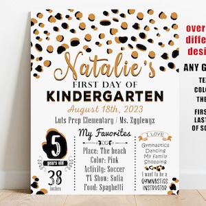 Cheetah Print First Day of School Sign Printable, Girl Back to School ...