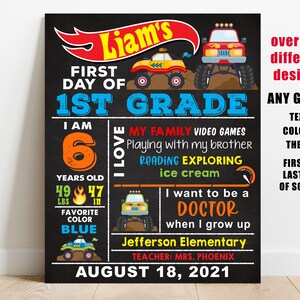 Monster Truck First Day of School Sign Printable, Boy Back to School ...