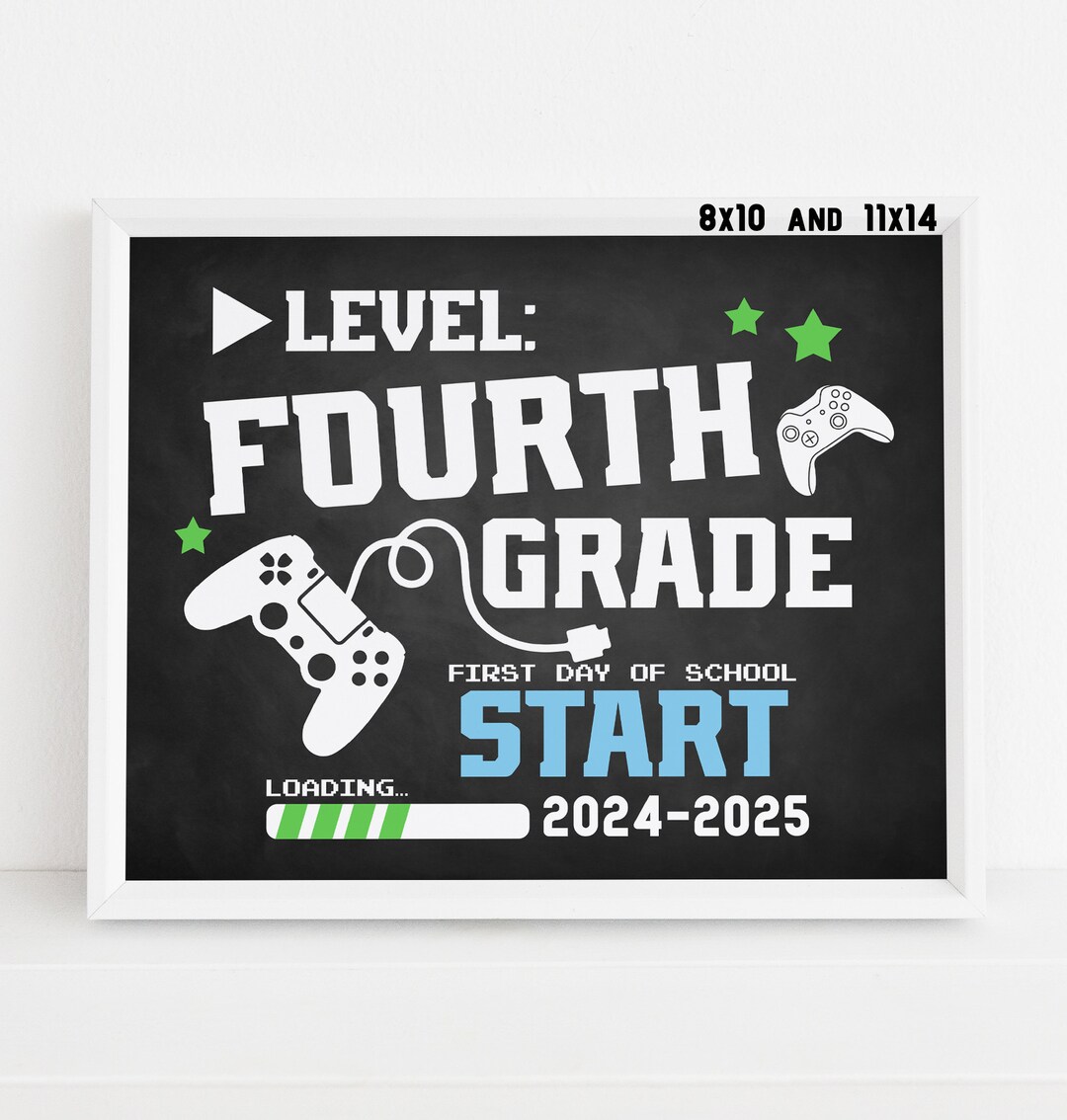 Gamer First Day of 4th Grade Sign Printable, Back to School Photo Prop ...