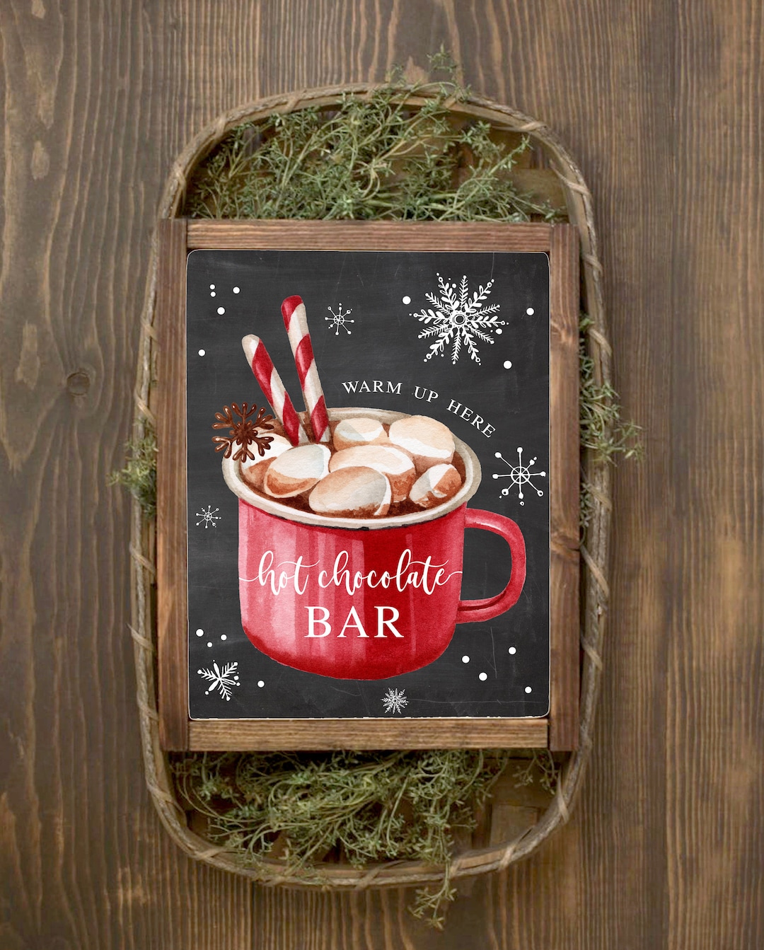 Hot Chocolate Bar Sign Printable, Christmas Party Decorations ...