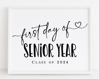 Minimalist First Day of Senior Year Sign Printable Modern - Etsy