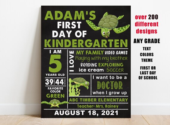 Sea Turtle First Day of School Sign Printable Back to School - Etsy