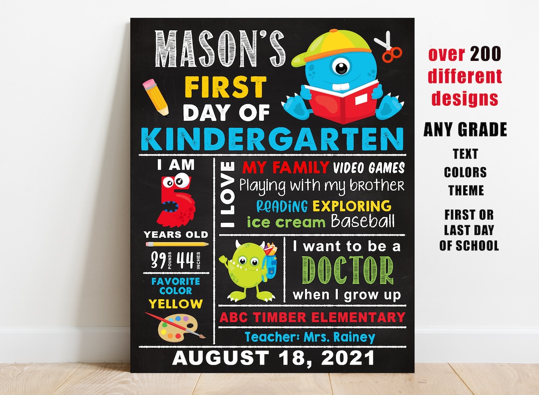 First Day of School Sign Printable, Boy Back to School Chalkboard ...
