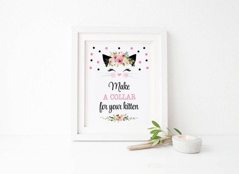 Make a Collar for Your Kitten Printable Sign Floral Cat - Etsy