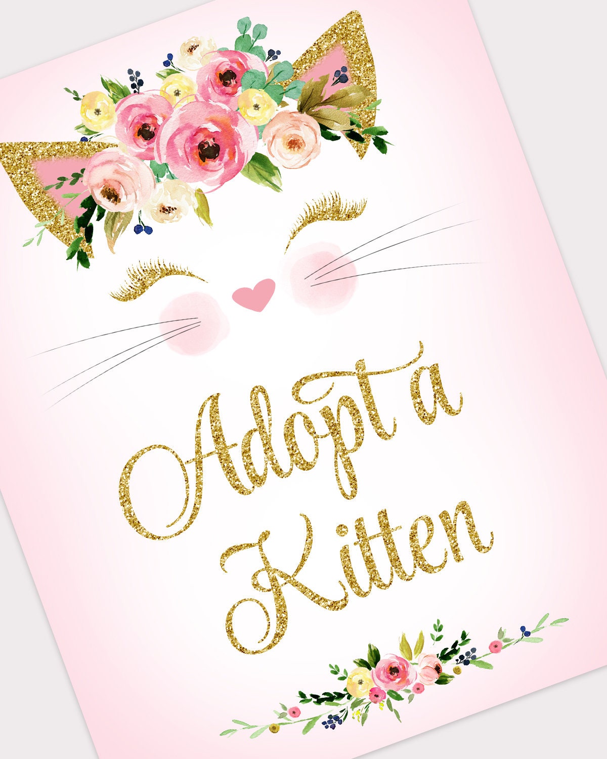 Adopt a Kitten Sign Certificate Adoption Sign Adoption | Etsy