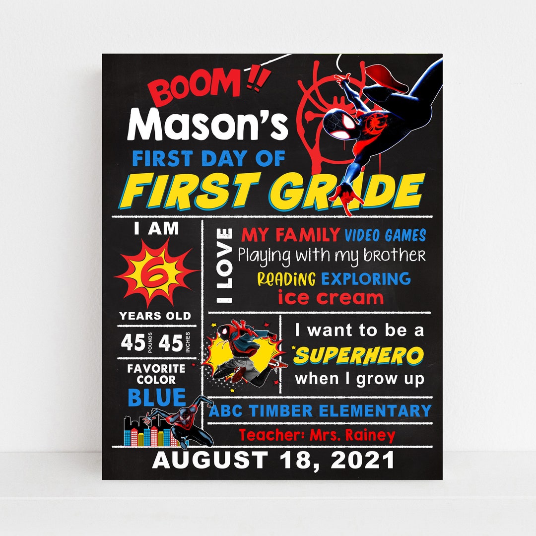 Superhero First or Last Day of School Sign Printable, Preschool ...