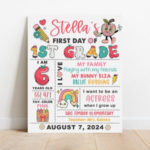 Groovy First or Last Day of School Sign Printable, Retro Back to School ...