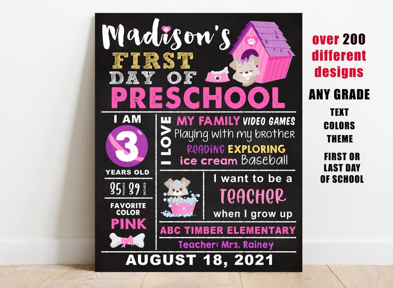 Puppy First Day of School Sign Printable, Girl Back to School ...