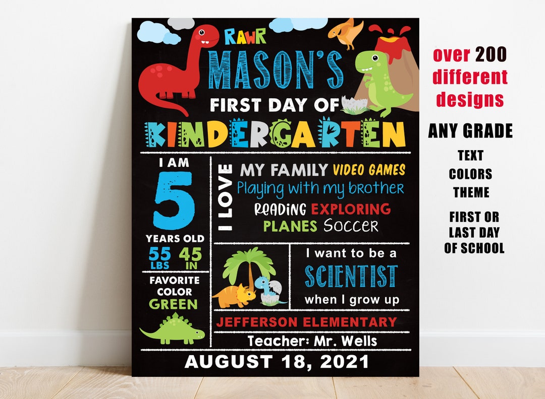 Dinosaur First Day of School Sign Printable, Boy Back to School ...