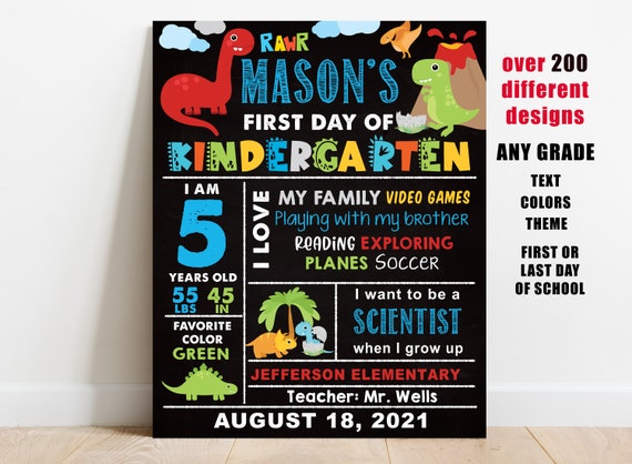 Dinosaur First Day of School Sign Printable Boy Back to - Etsy