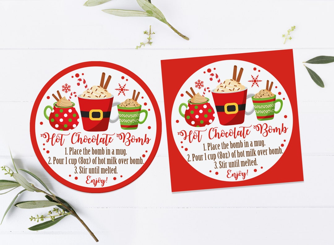 Hot Chocolate Bomb Tag Printable, Christmas Hot Cocoa Bomb Tags ...