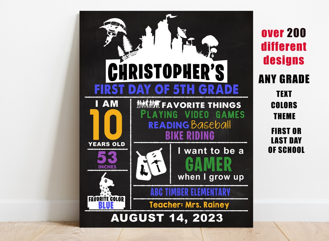 Video Game First or Last Day of School Sign Printable, Gamer Back to ...